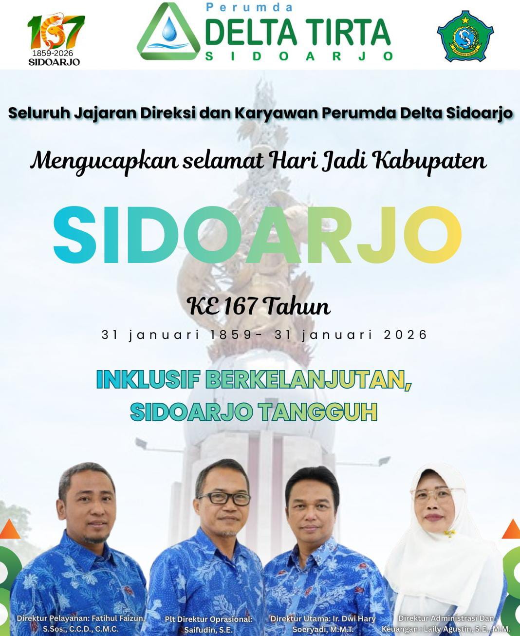 Perumda Delta Tirta Sidoarjo Ucapkan Selamat Hari Jadi Kabupaten ...